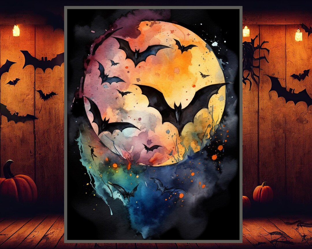 Halloween Bats Print |watercolor Poster|bat Print |watercolor Poster ...