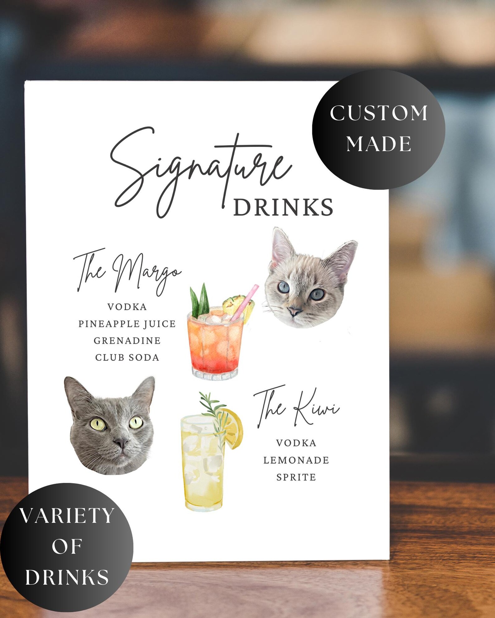 Pet Signature Drink Sign Wedding | Pet Cocktail Sign | Cat Signature ...