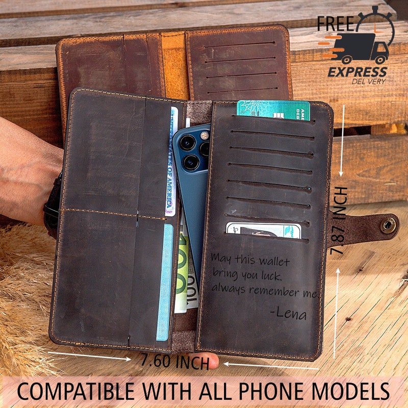 Leather Phone Wallet - Etsy
