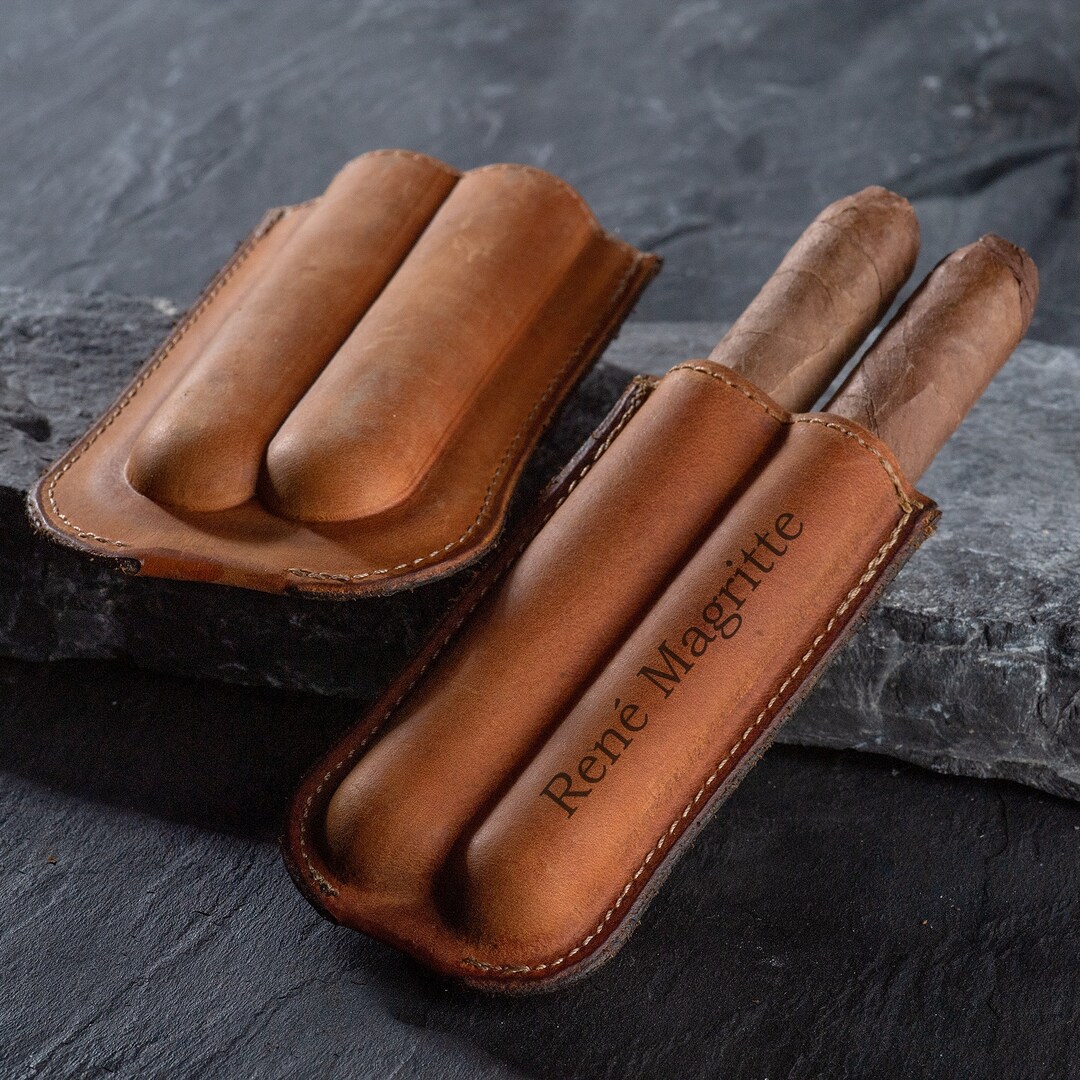 Personalized Cigar Case, Handmade Leather Cigar Pouch Holder, Cigar ...