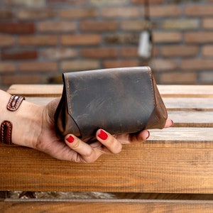 Personalized Leather Compact Wallet: Handmade Women's Card Holder - Etsy