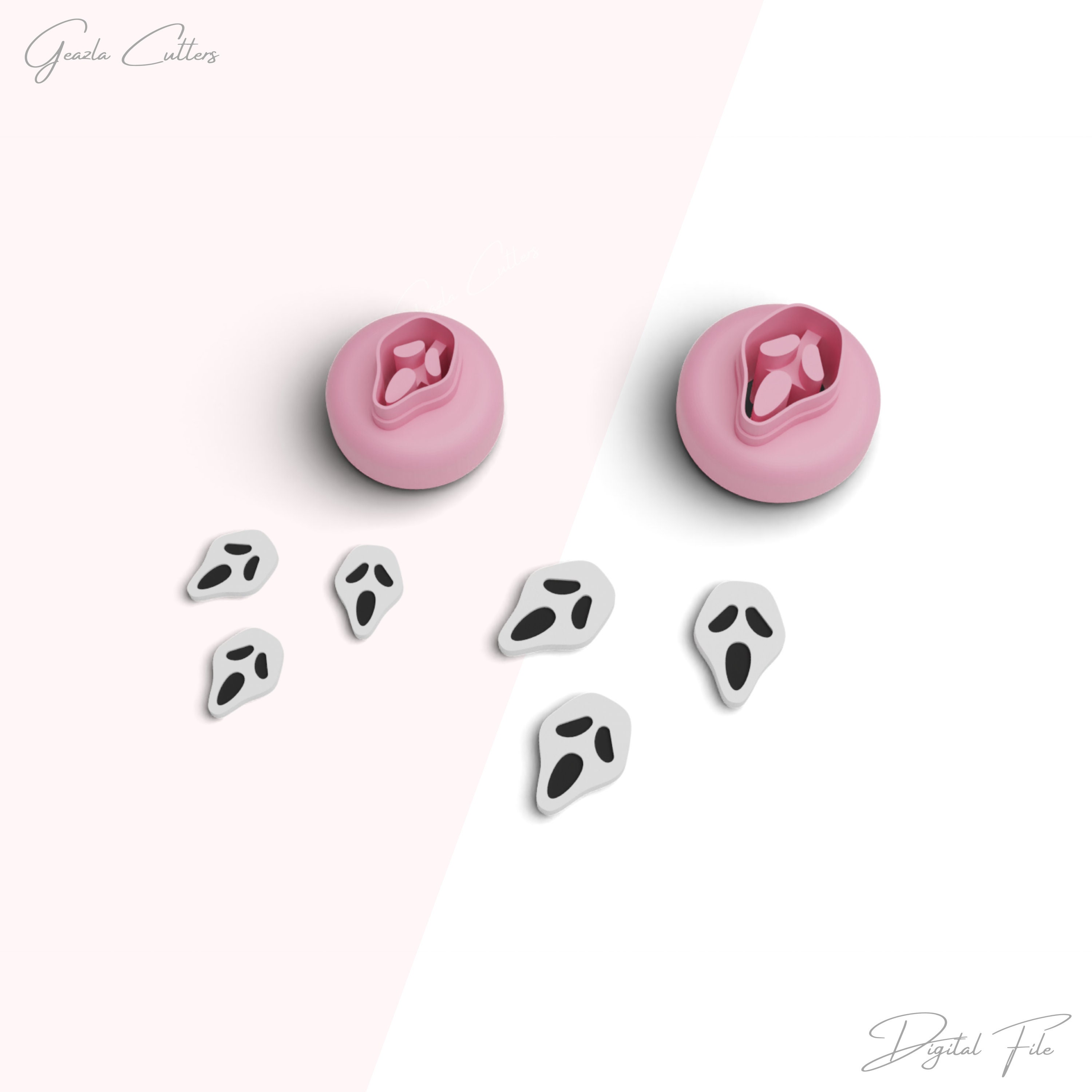 Scream Mask Stud Clay Cutter, Halloween Polymer Clay Cutters, Scream ...