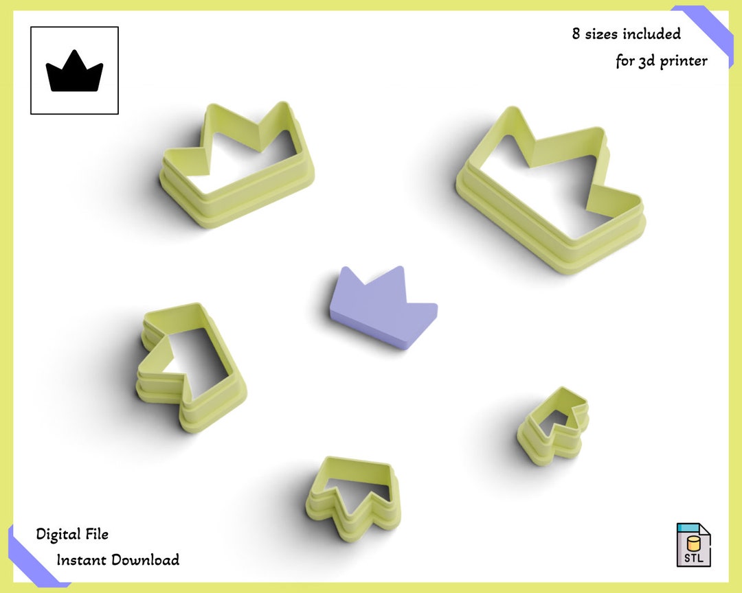 Crown Clay Cutter STL File, Crown Cookie Cutter Stl, Queen Crown Cutter ...