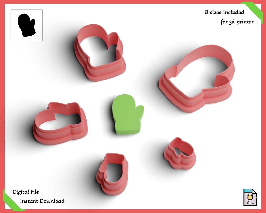 Left Hand Mitten Cookie Cutter STL File, Christmas Glove Clay Cutter ...