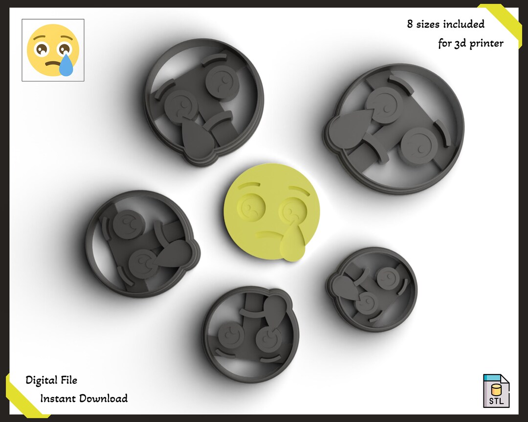 Emotional Emoji Cookie Cutter Stl, 3D STL Emoji, Digital STL File, 5 ...