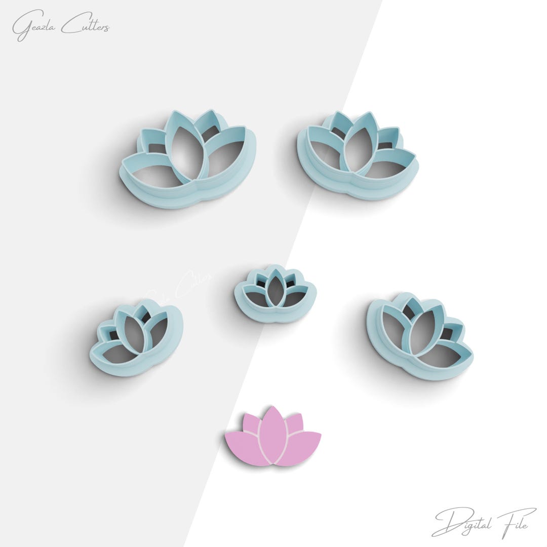 Lotus Flower Clay Cutter, Floral Polymer Clay Cutters, 2 Cutter Version ...