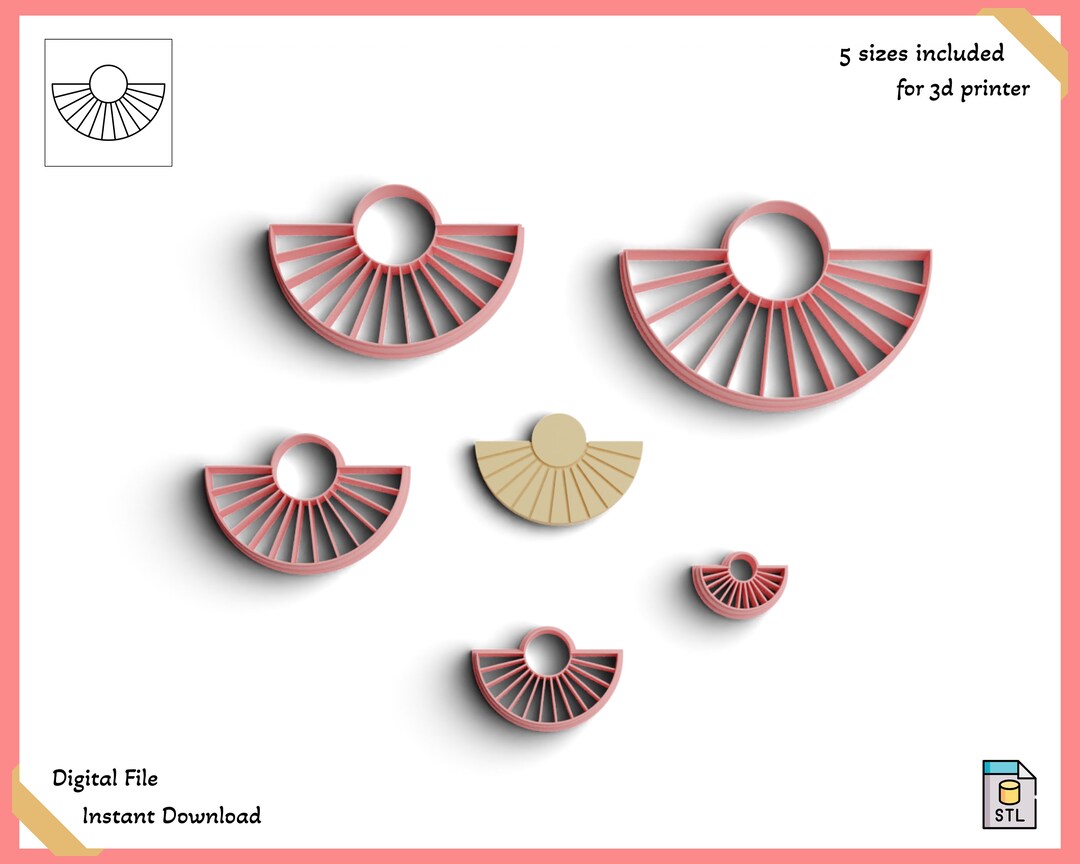 Art Deco Polymer Clay Cutter Stl File, Embossing Earring Cutter ...
