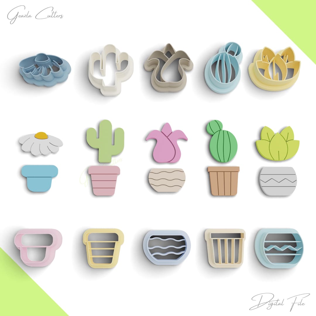 BUNDLE / Indoor Potted Plants Polymer Clay Cutter Pack, 10 Models, 2 ...