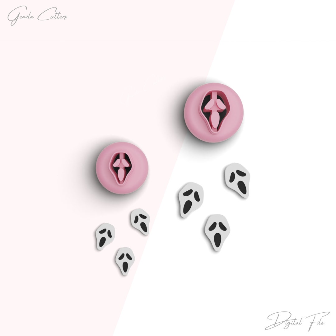 Scream Mask Stud Clay Cutter, Halloween Polymer Clay Cutters, Scream ...