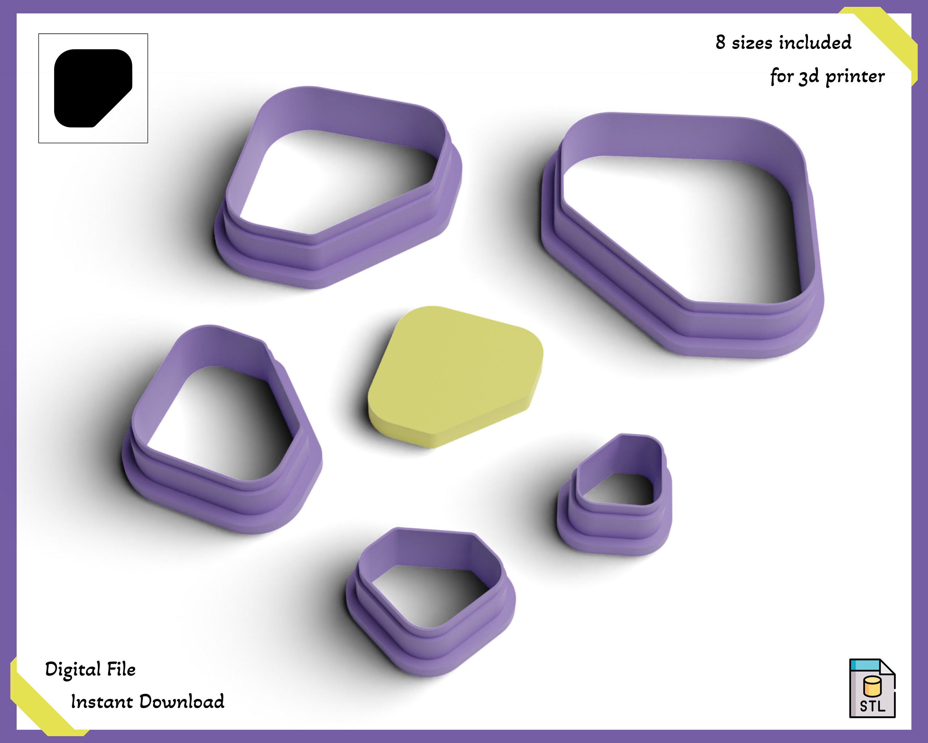 Simple Cut Square Cookie Cutter STL File, Simple Square Clay Cutter ...