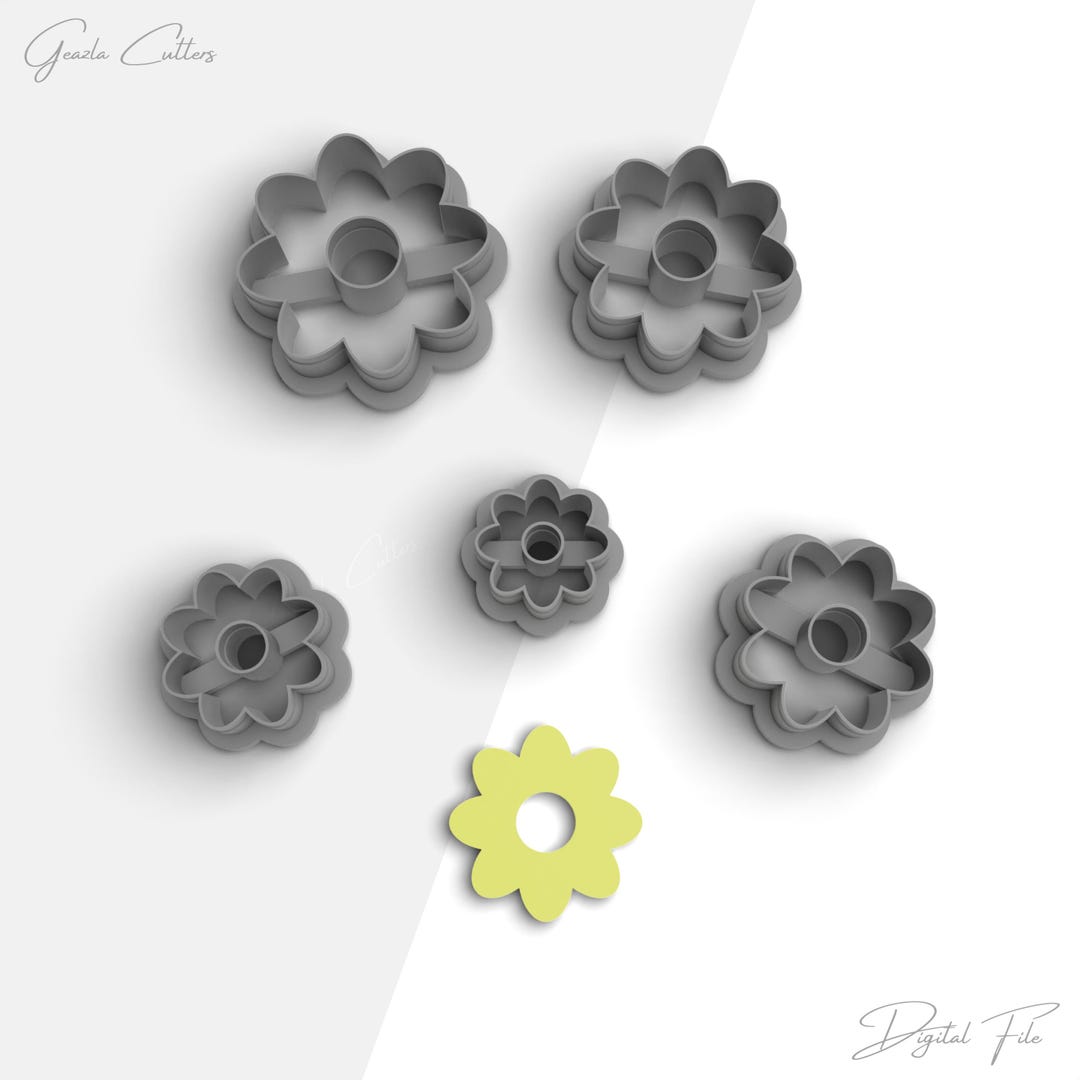 Daisy Flower Clay Cutter, Floral Polymer Clay Cutters, 2 Cutter Version ...