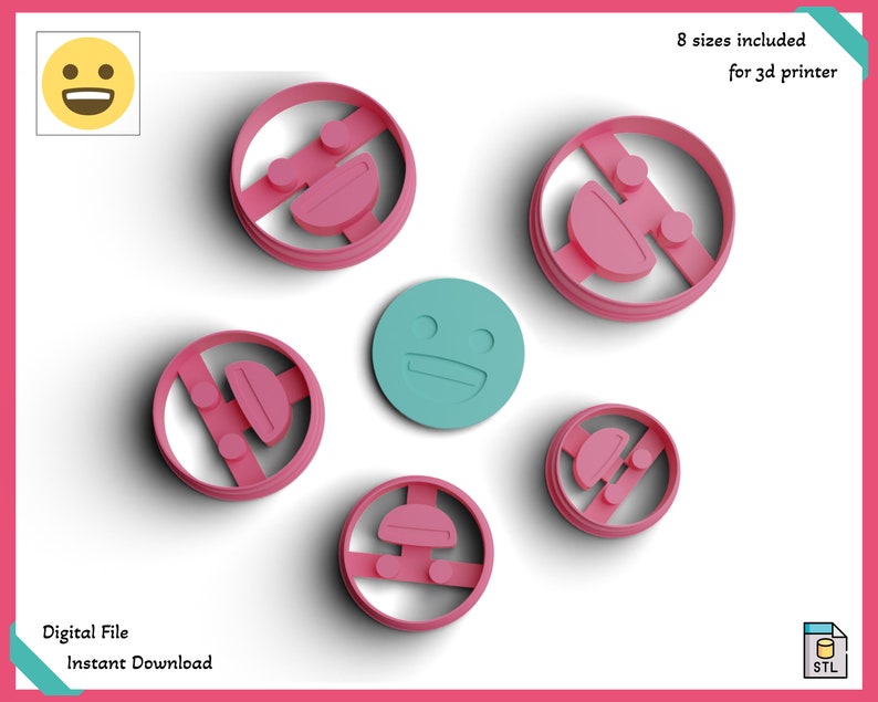 Laughing Emoji Cookie Cutter Stl, 3D STL Emoji, Digital STL File, 5 ...