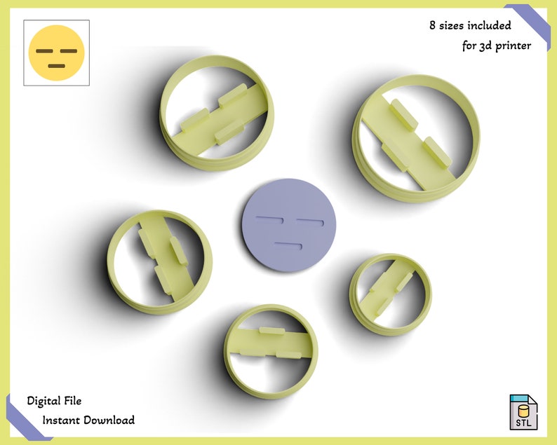 Expressionless Emoji Cookie Cutter Stl, 3D STL Emoji, Digital STL File ...