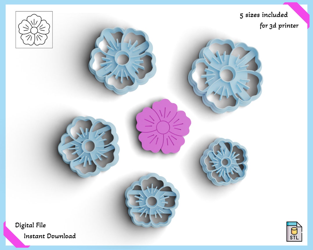 Flax Flower Polymer Clay Cutter Stl File Flower Earring - Etsy