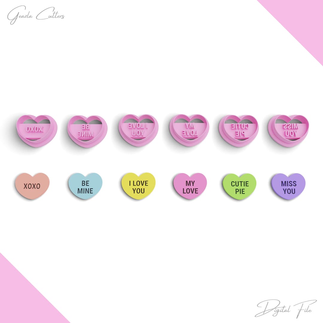 BUNDLE / Conversation Heart Candy "love Phrases" Clay Cutter, 6 Models ...