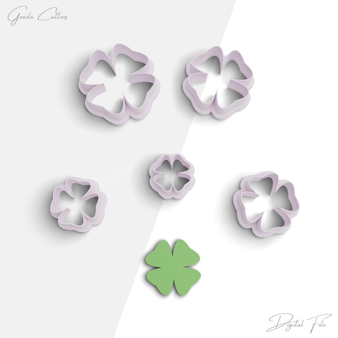 4 Petal Clover Clay Cutter, Leaf Polymer Clay Cutters, 2 Cutter Version ...