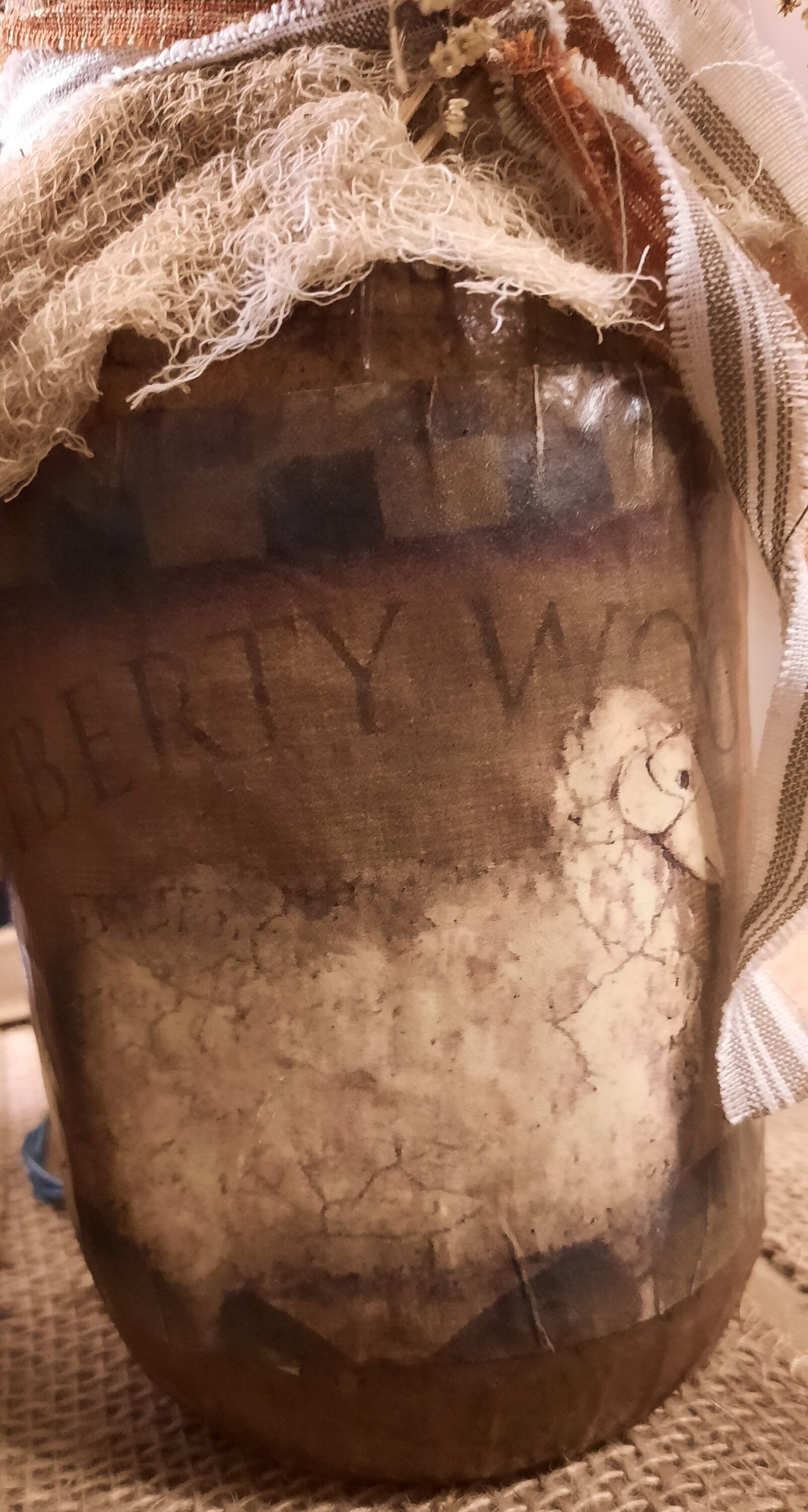 Primitive, Tea Bag Stained, Coffee Filter Stained, Upcycled Mason Jar ...