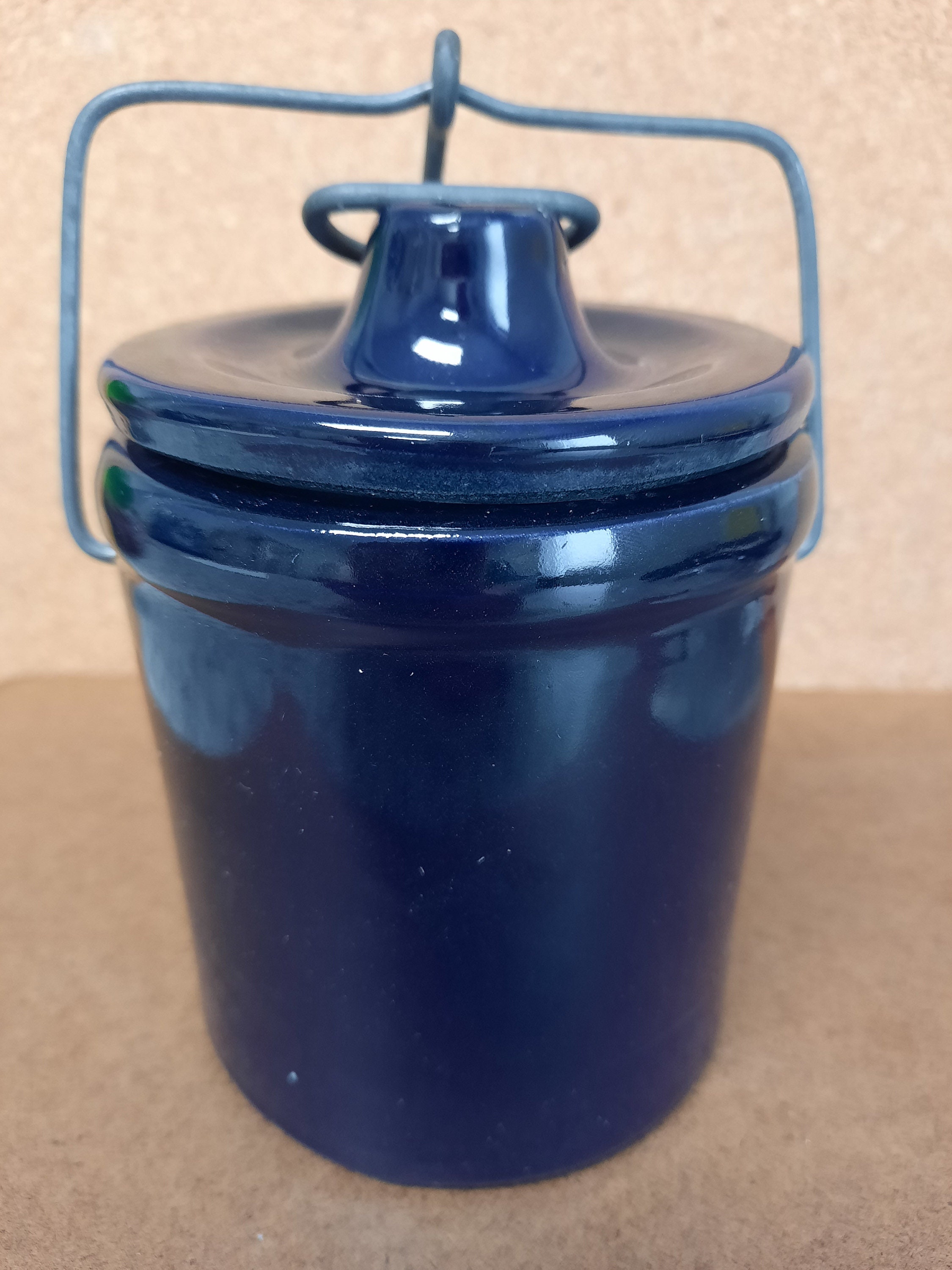 Vintage Holly Crest Stoneware Crock: Blue Farmhouse Decor - Etsy