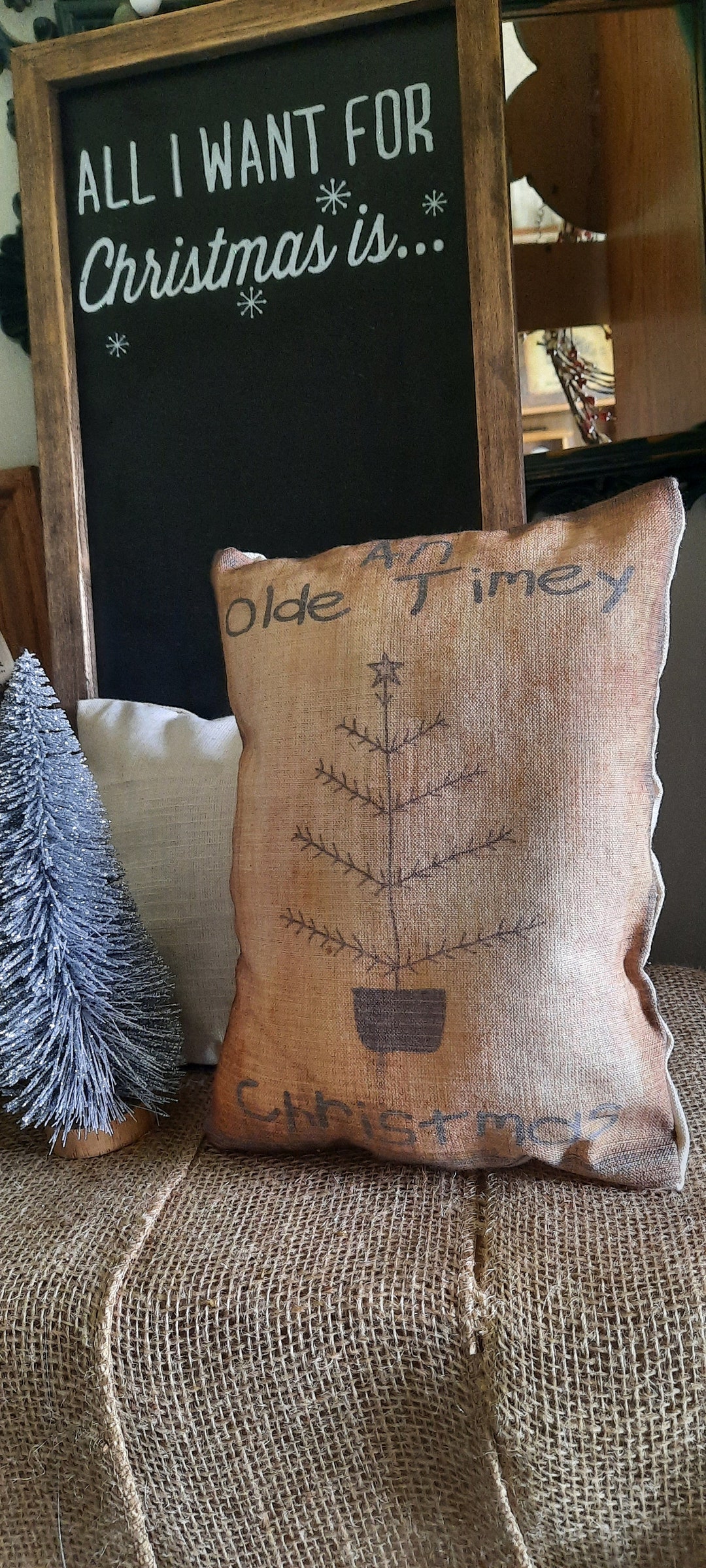 Primitive, Vintage an Olde Timey Christmas Feather Tree, Art Print ...