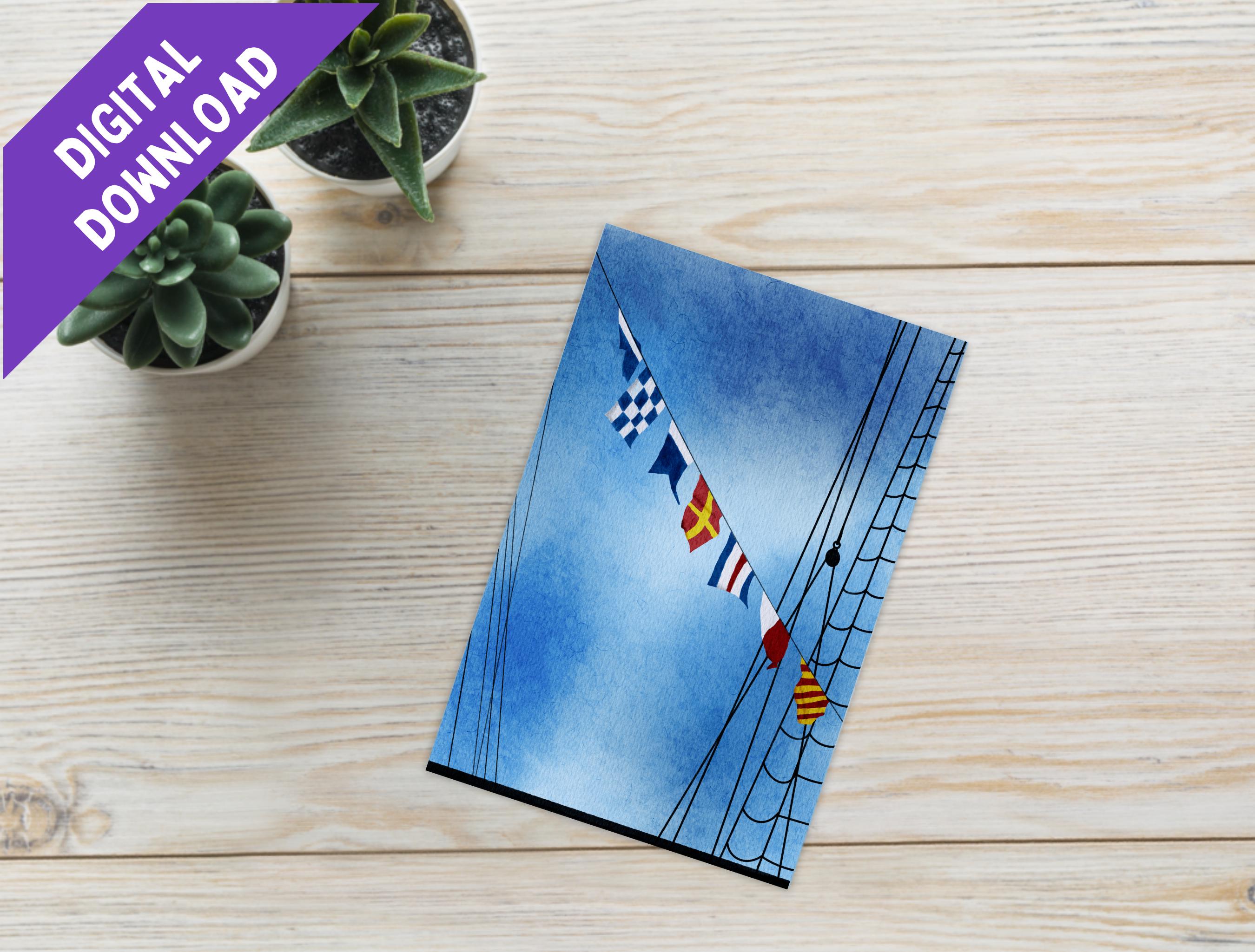 Anarchy PRINTABLE Nautical Alphabet Flag Greeting Card | Maritime ...