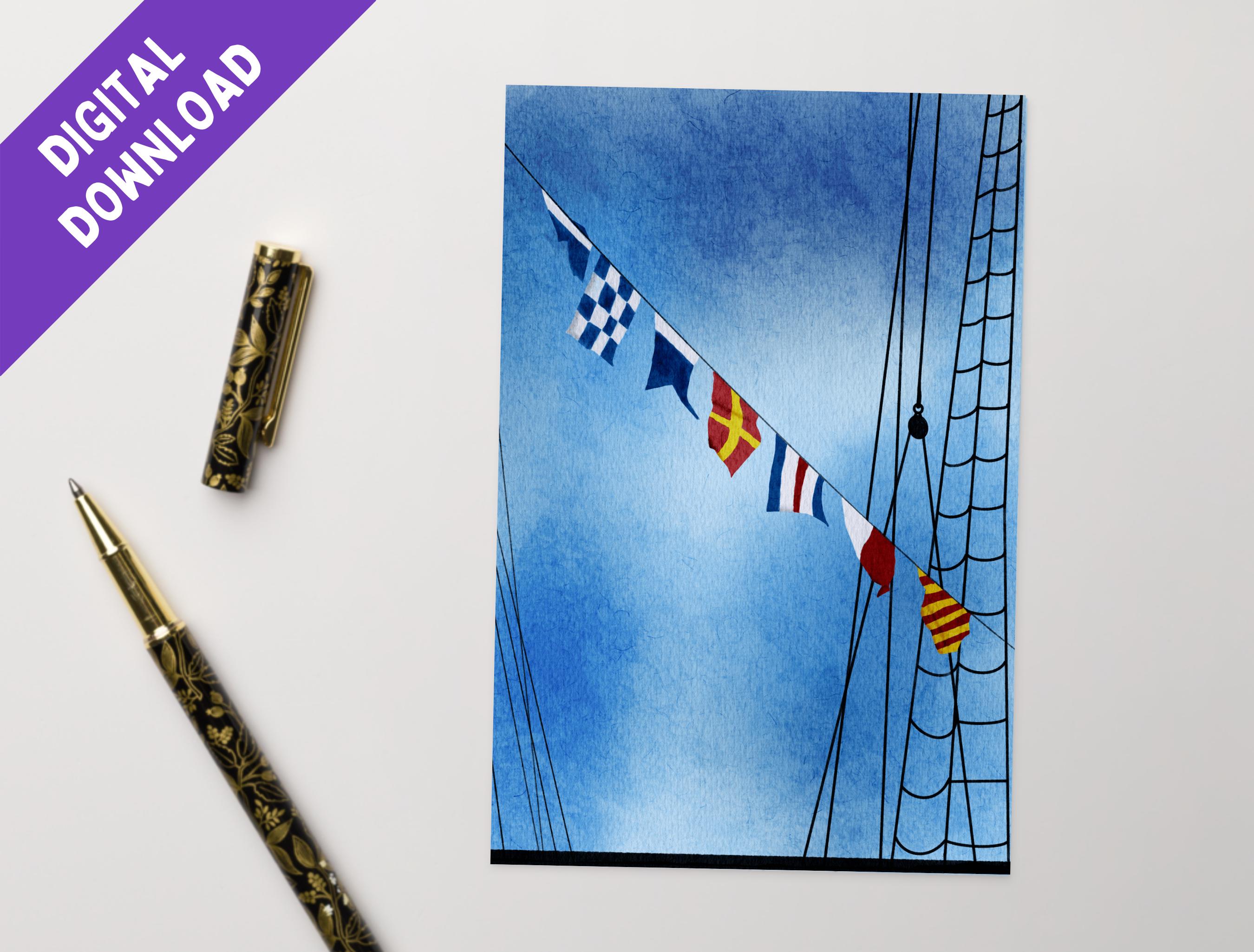 Anarchy PRINTABLE Nautical Alphabet Flag Greeting Card | Maritime ...