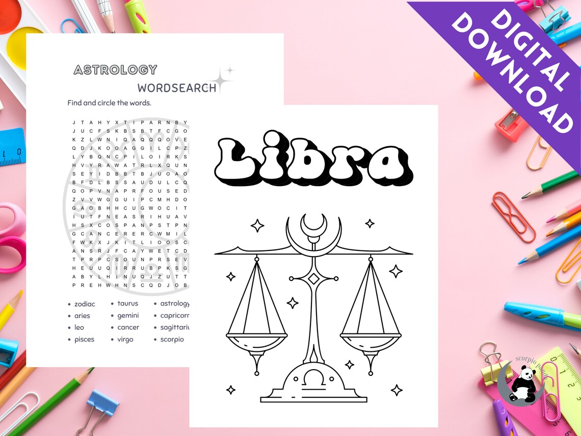 Printable Astrology Activity Bundle for Kids - Libra Edition | Coloring ...