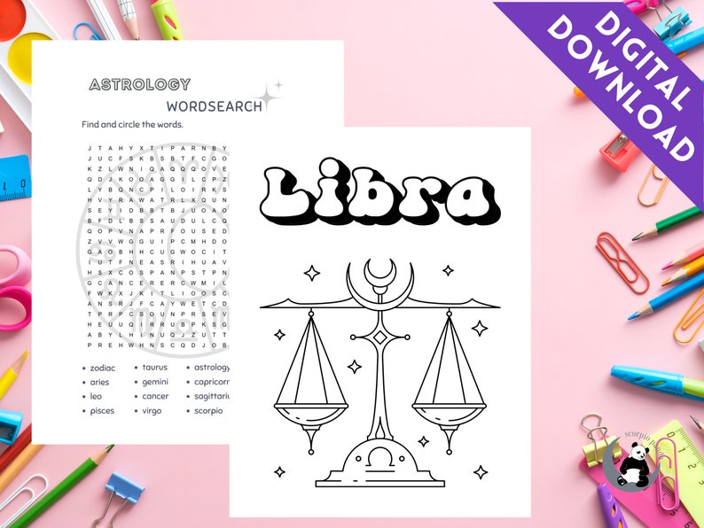 Printable Astrology Activity Bundle for Kids - Libra Edition | Coloring ...