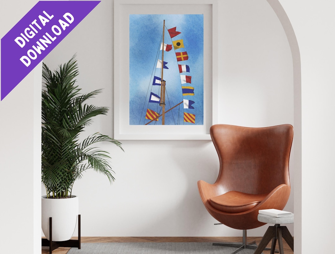 Happy Birthday PRINTABLE Nautical Alphabet Flag Wall Art Decor ...