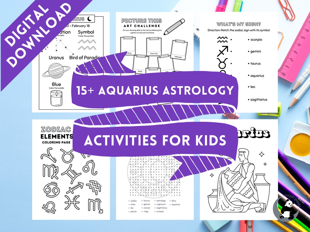 Printable Astrology Activity Bundle for Kids - Aquarius Edition ...