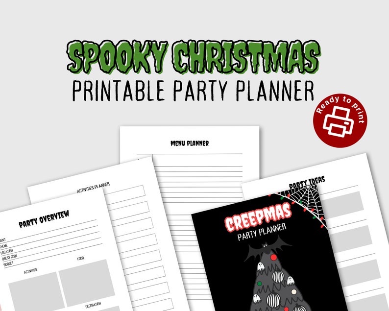 Printable Spooky Christmas Party Planner PDF | Digital Creepmas Event ...