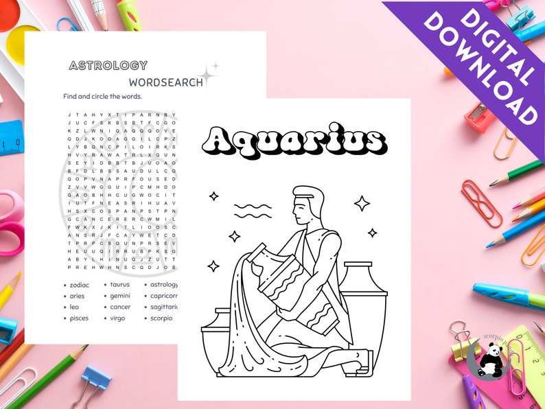 Printable Astrology Activity Bundle for Kids - Aquarius Edition ...