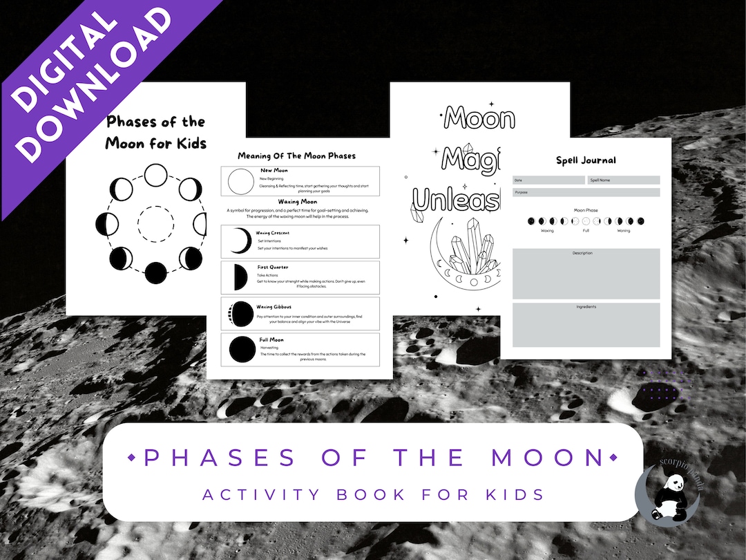 Moon Phases Activity Book for Kids | Printable Lunar Cycle Educational ...