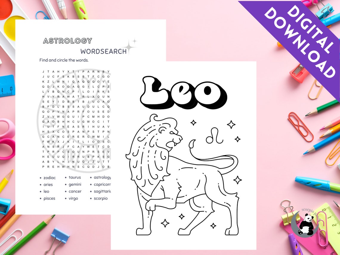 Printable Astrology Activity Bundle for Kids - Leo Edition | Coloring ...