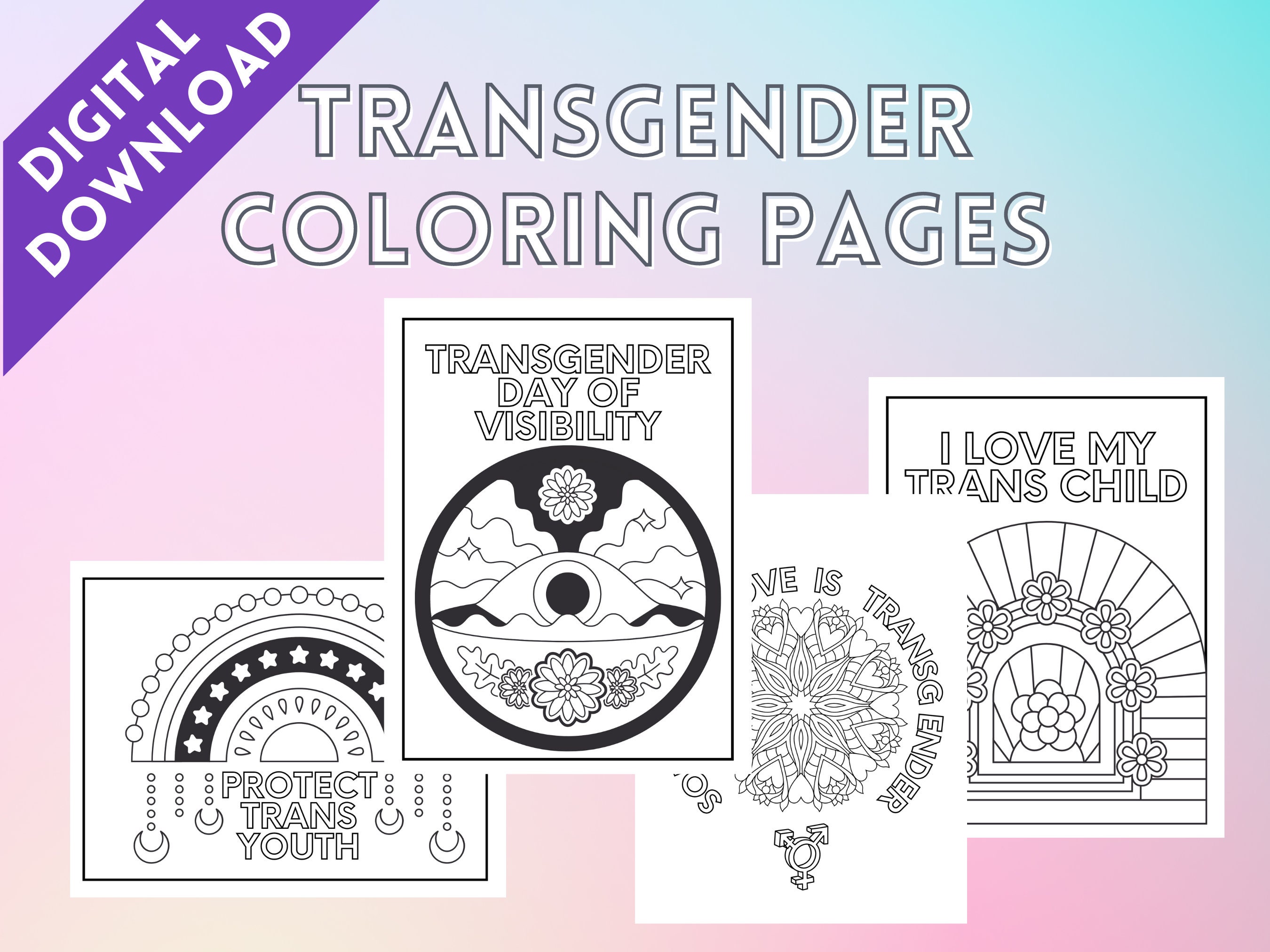 Transgender Coloring Pages Trans Youth Printable Coloring - Etsy Canada