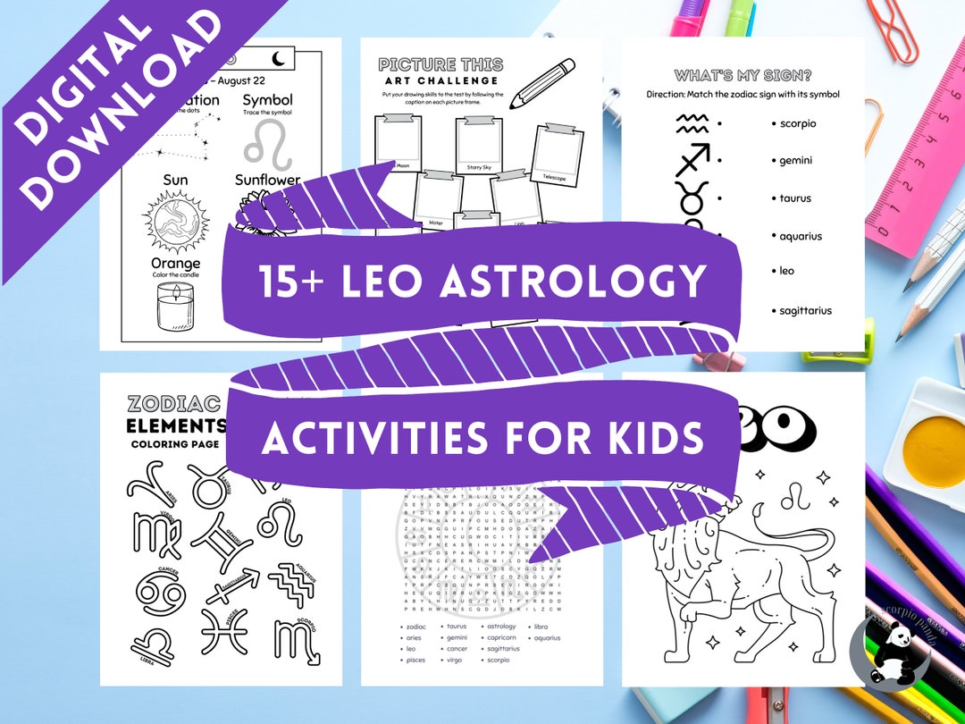 Printable Astrology Activity Bundle for Kids Leo Edition Coloring Pages ...