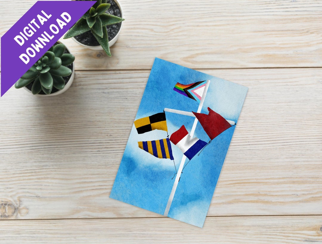 LGBT Pride PRINTABLE Nautical Alphabet Flag Greeting Card | Maritime ...