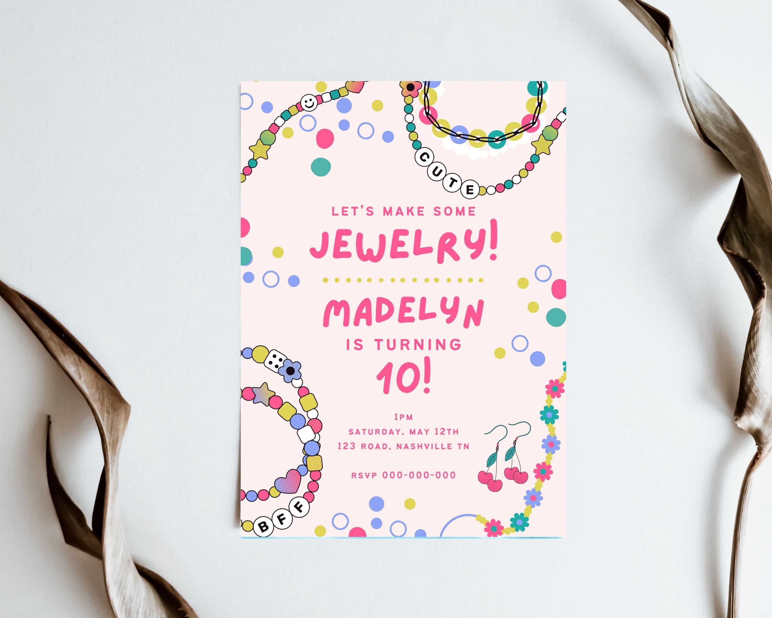 Jewelry Making Party Invitation Jewelry Birthday Invite Craft Birthday ...