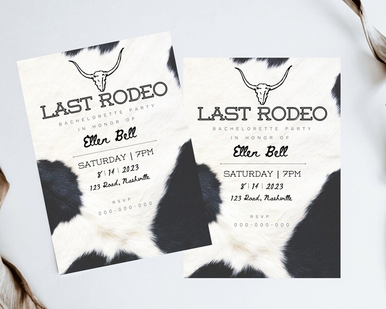 Cow Rodeo Bachelorette Invitation | Western Bachelorette | Last Rodeo ...