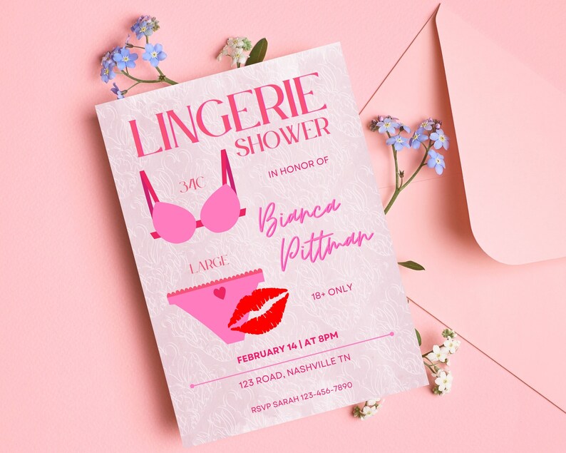 Lingerie Shower Invitation Canva Template Etsy