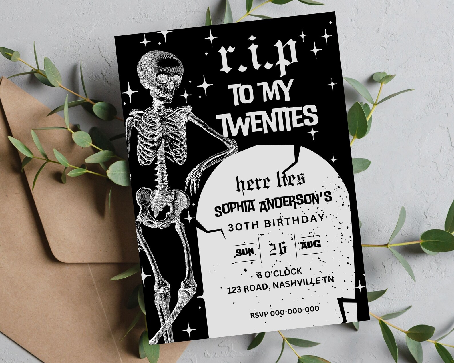 RIP Invitación de cumpleaños de los años veinte / Muerte a mis 20 / RIP ...