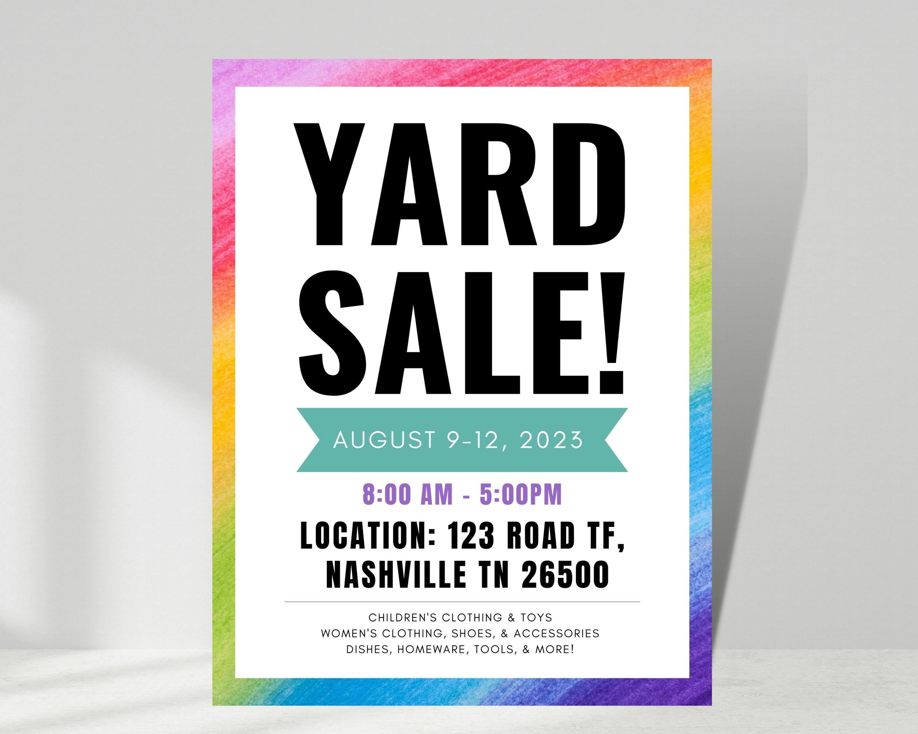 Yard Sale Flyer | Yard Sale Printable | Yard Sale Poster | Garage Sale ...