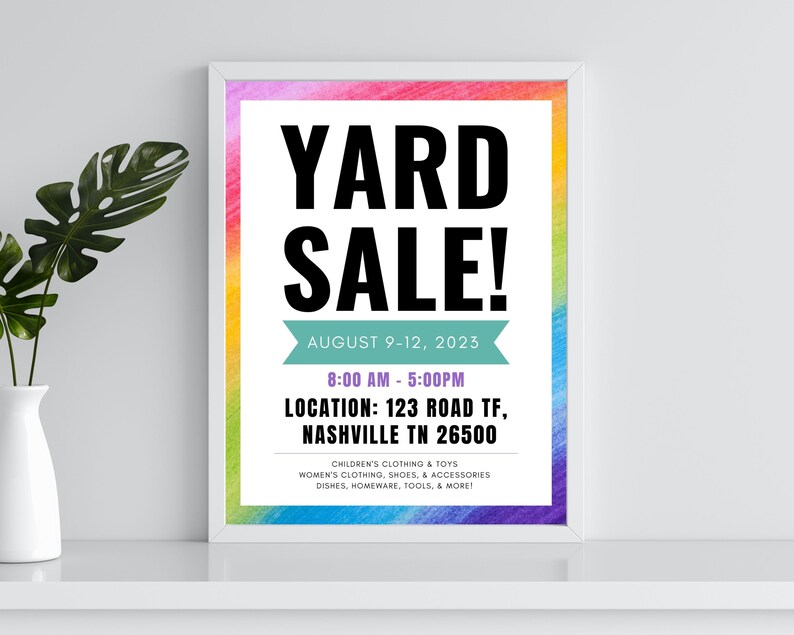 Yard Sale Flyer | Yard Sale Printable | Yard Sale Poster | Garage Sale ...