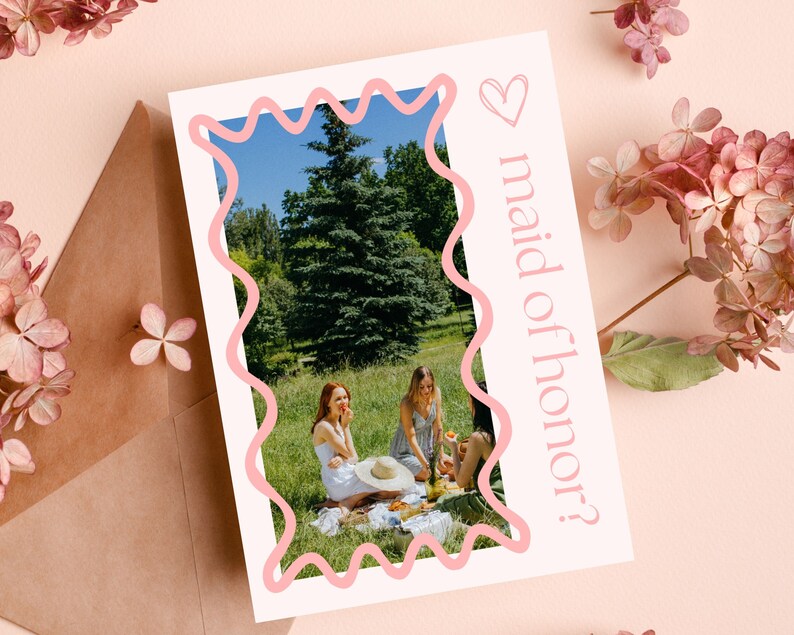 Wavy Scallop Bridesmaid Proposal Card Squiggle Bridesmaid Card Wavy ...