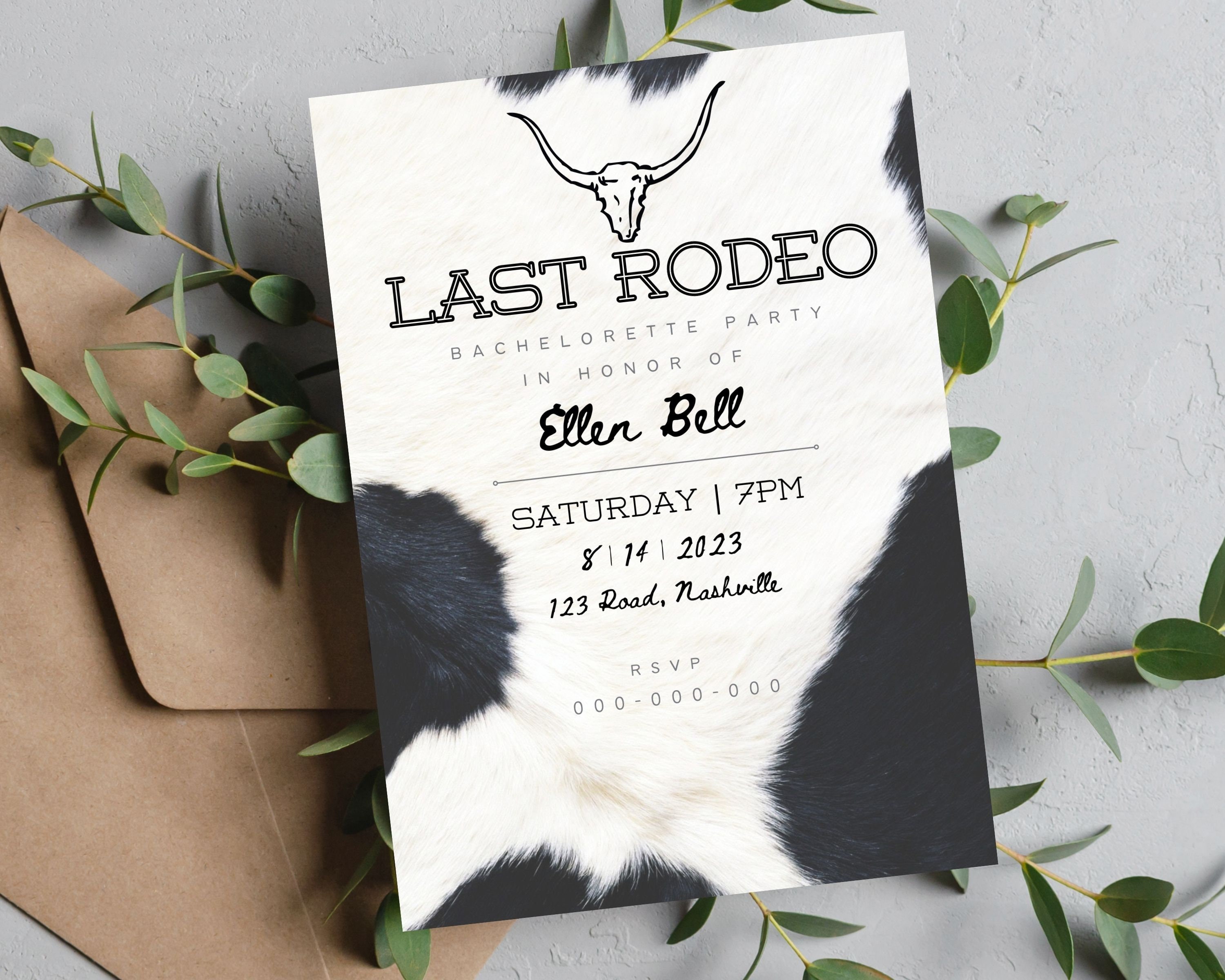 Cow Rodeo Bachelorette Invitation | Western Bachelorette | Last Rodeo ...