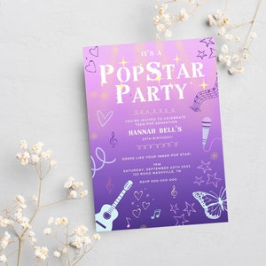 Pop Star Party Invite | Rock Star Party | Y2K Birthday Invitation ...
