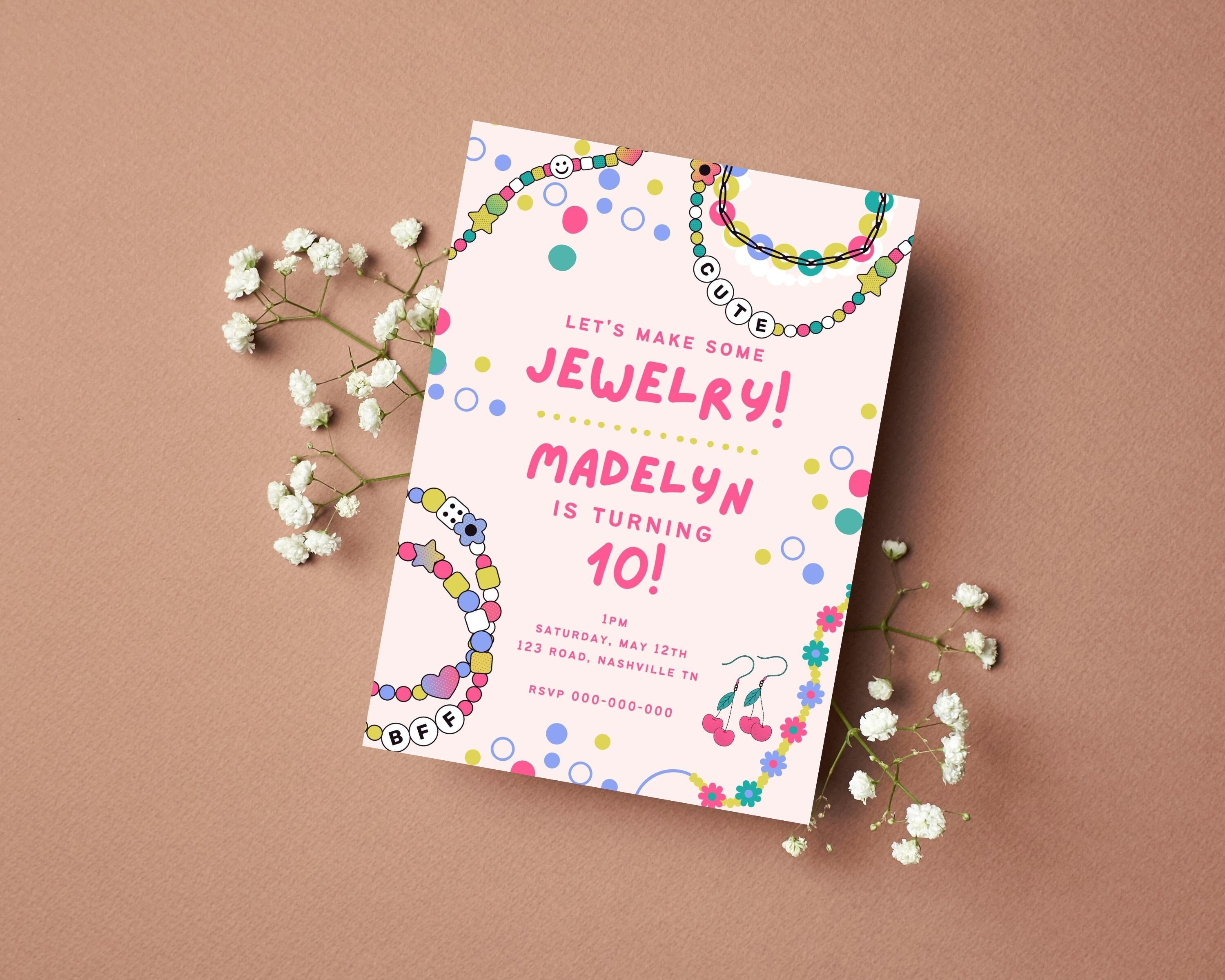 Jewelry Making Party Invitation Jewelry Birthday Invite Craft Birthday ...