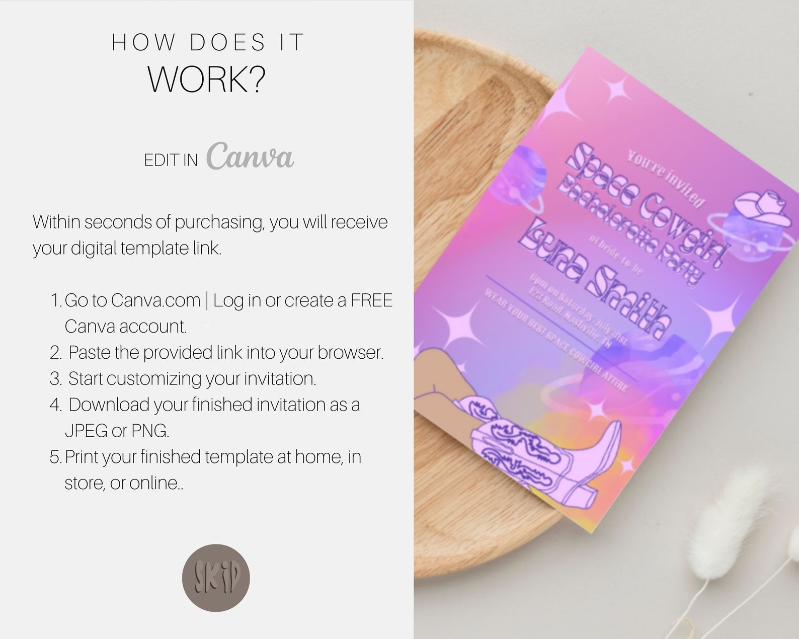 Space Cowgirl Bachelorette Invitation | Holographic Galaxy Invite ...