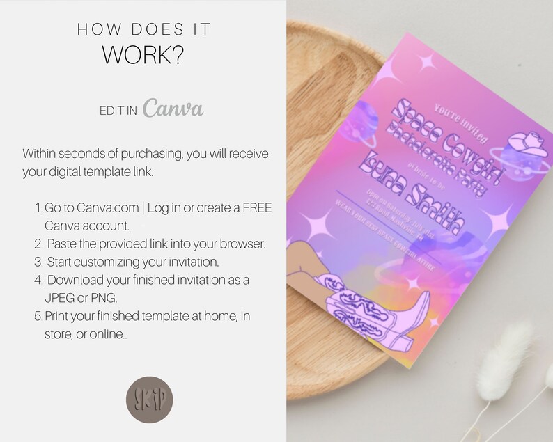 Space Cowgirl Bachelorette Invitation | Holographic Galaxy Invite ...