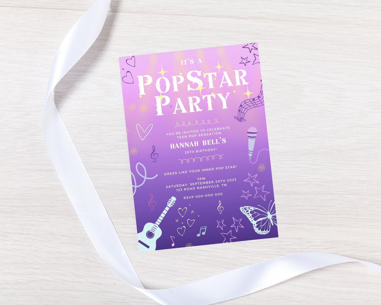 Pop Star Party Invite | Rock Star Party | Y2K Birthday Invitation ...