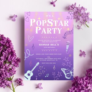 Pop Star Party Invite | Rock Star Party | Y2K Birthday Invitation ...